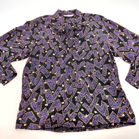 Vintage | Tops | Vintage Womens Woven Patterned Button Down Long Sleeve ...
